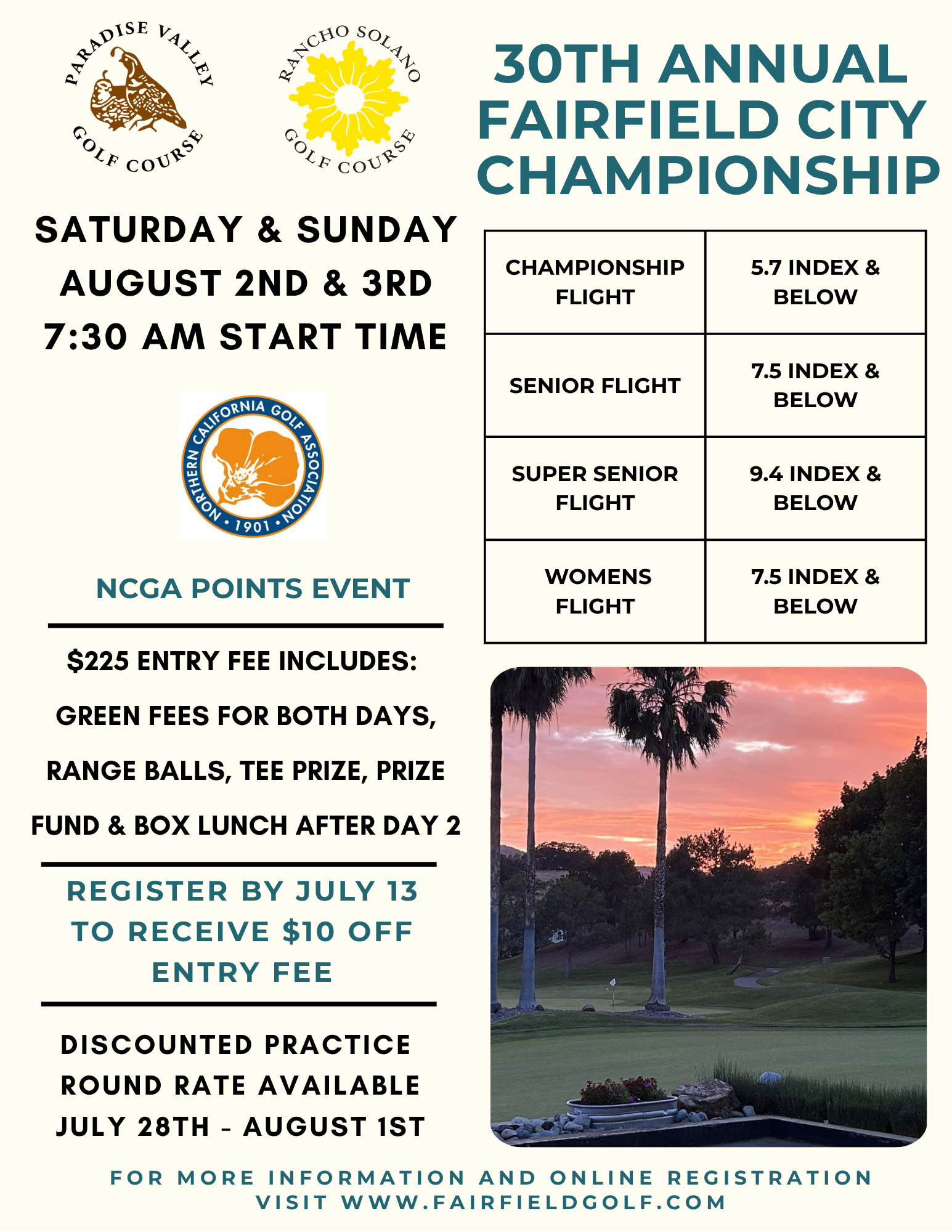 30th Annual Fairfield City Championship - Paradise Valley and Rancho ...